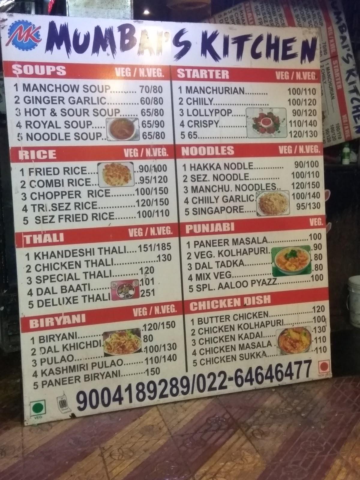 Menu at Mumbai's Kitchen Chinese Corner, Mira Bhayandar