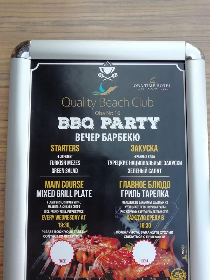 Menu at Quality Beach Club 16 Oba, Alanya