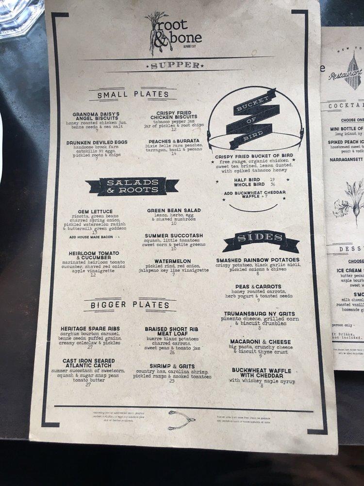 Menu at Root & Bone restaurant, New York City