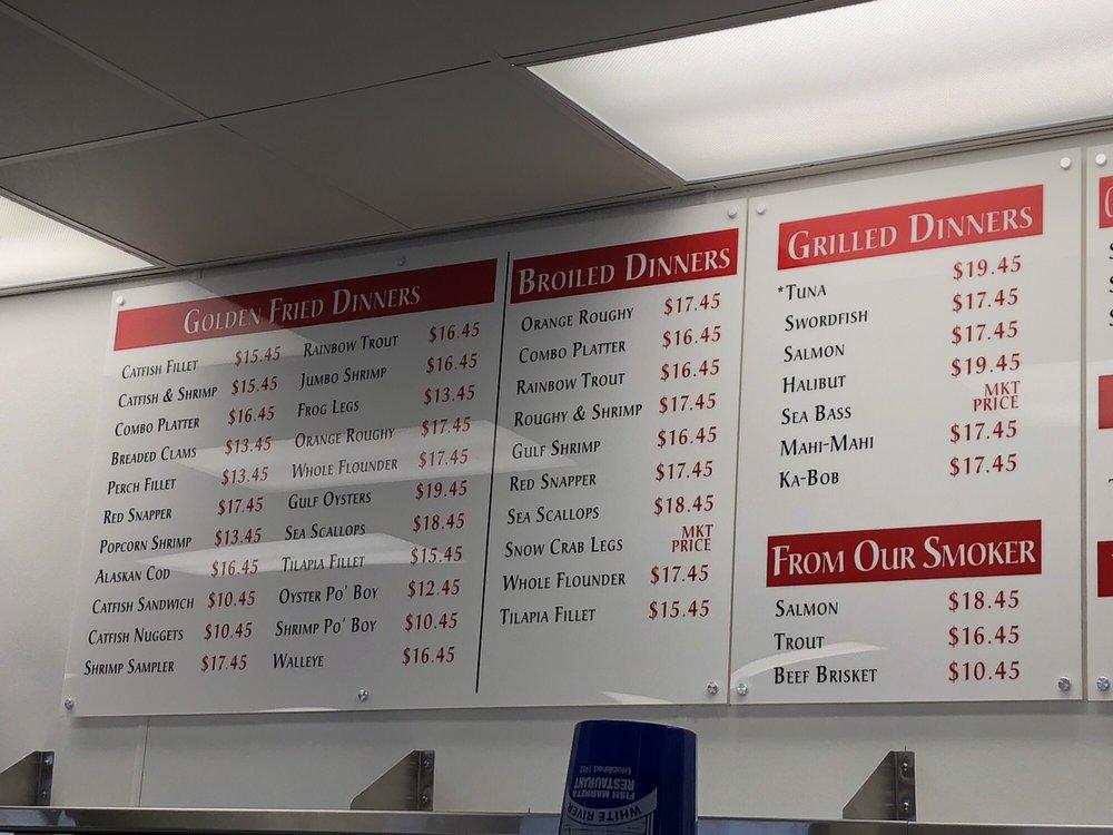 Menu at White River Fish Market restaurant, Broken Arrow, E Kenosha St