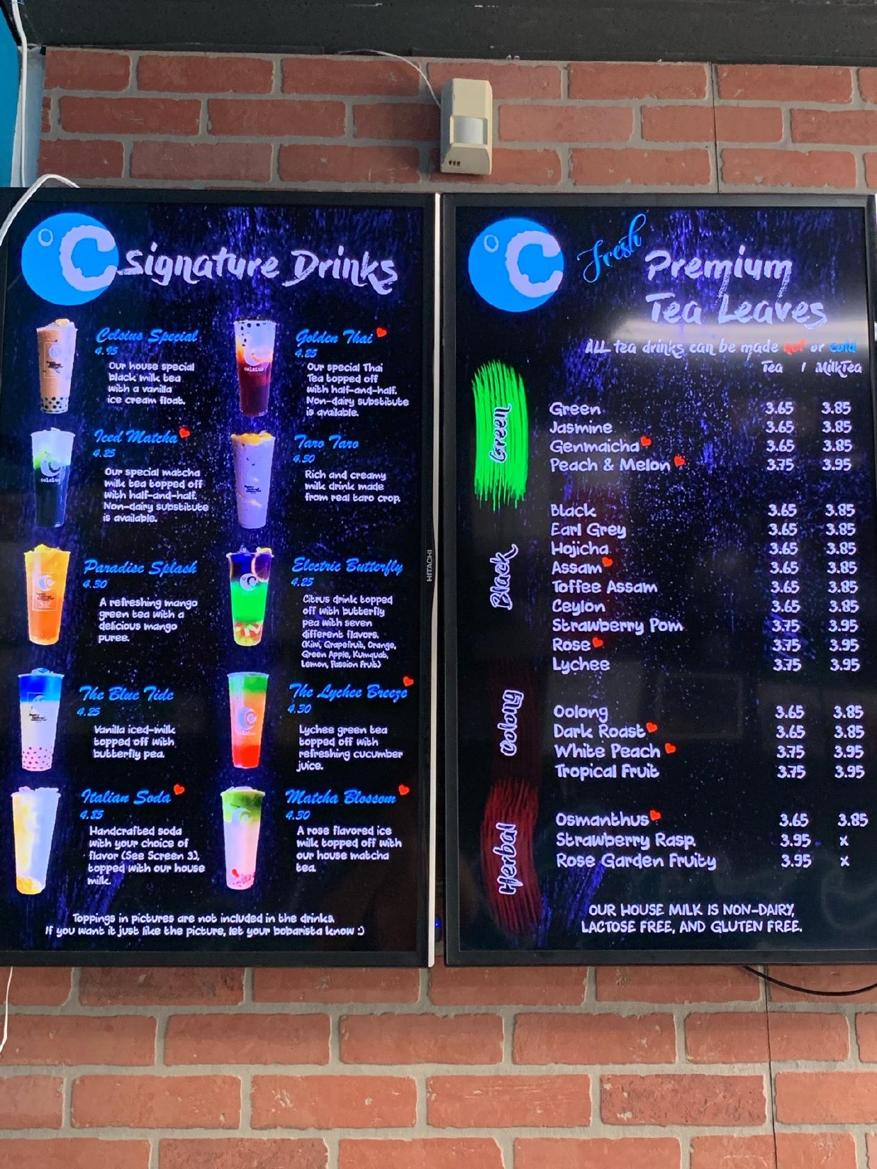 Menu at Celsius pub & bar, Fresno