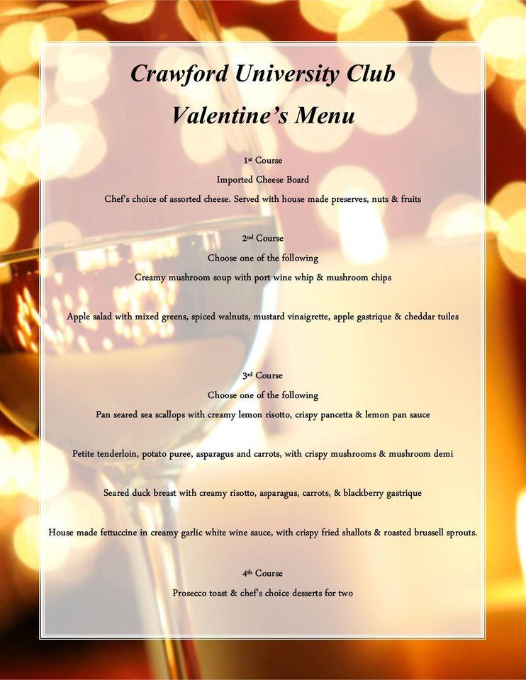 Menu at Jan Marie and Richard J. Crawford University Club, Norman