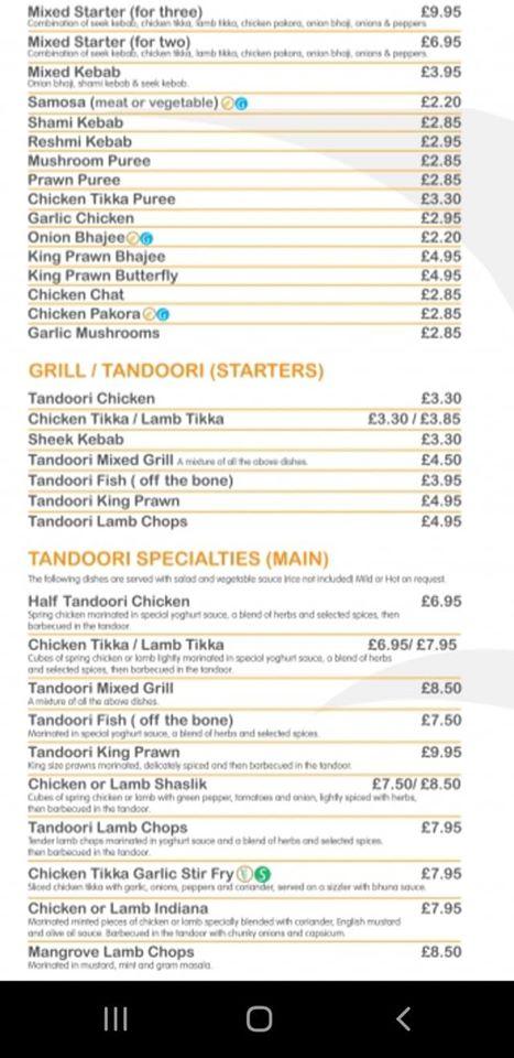 Menu at Mangrove Restaurant & Takeaway, Bolton, 1 Manchester Rd