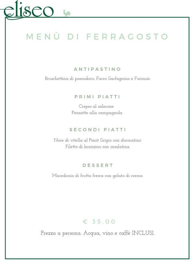 Menu at RISTORANTE ELISEO Bed & Breakfast, Gallicano