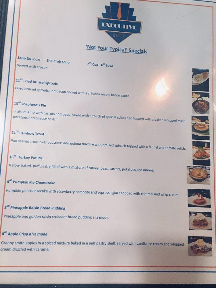 Menu at The Executive Diner restaurant, Alexandria