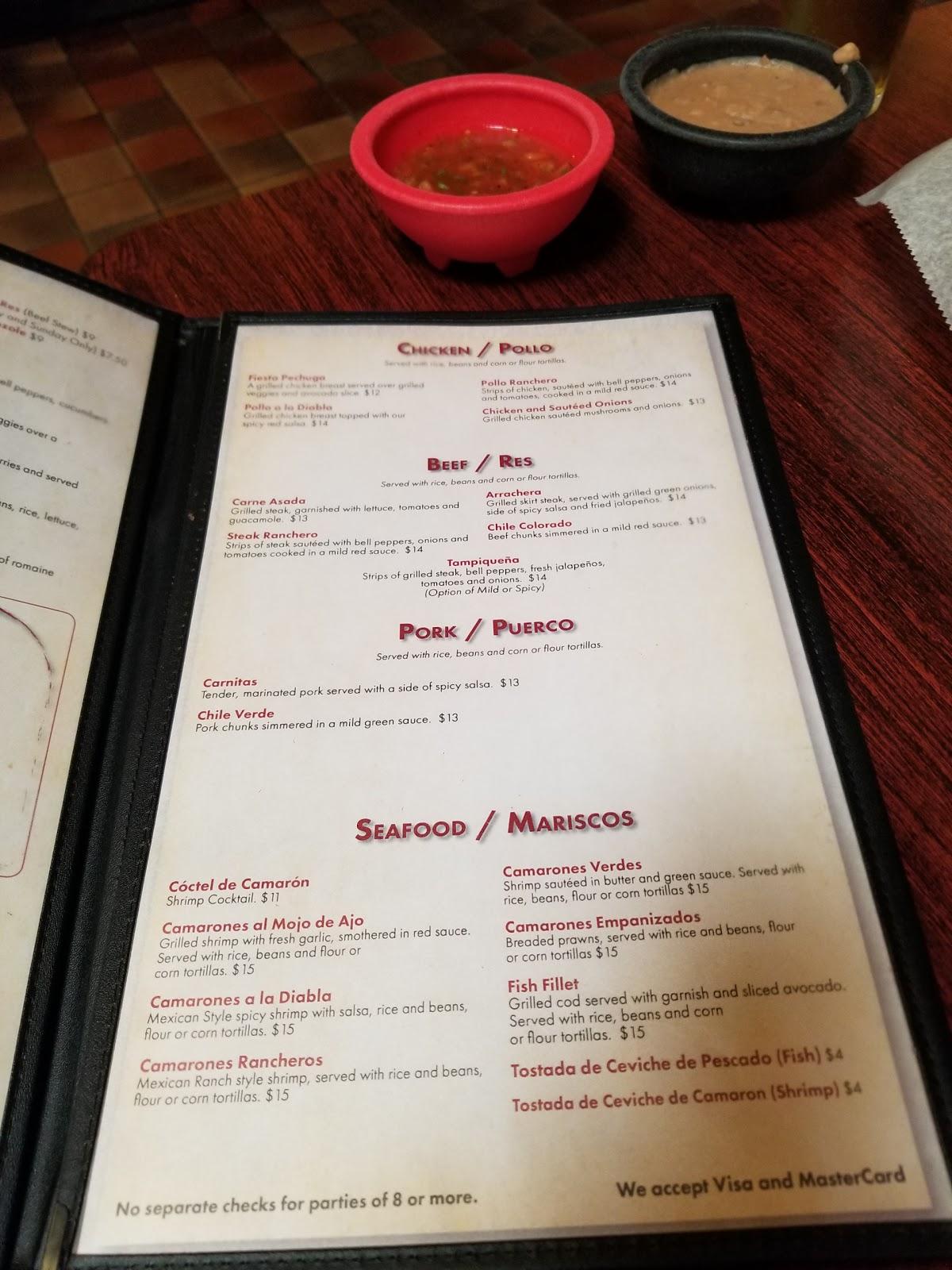 Menu at Dos Compadres Restaurant & Cantina, Modesto