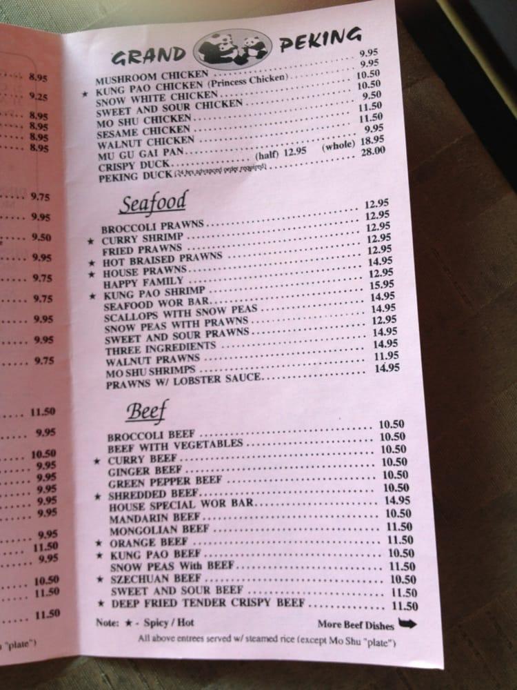 Menu at Grand Peking Chinese Restaurant, Federal Way