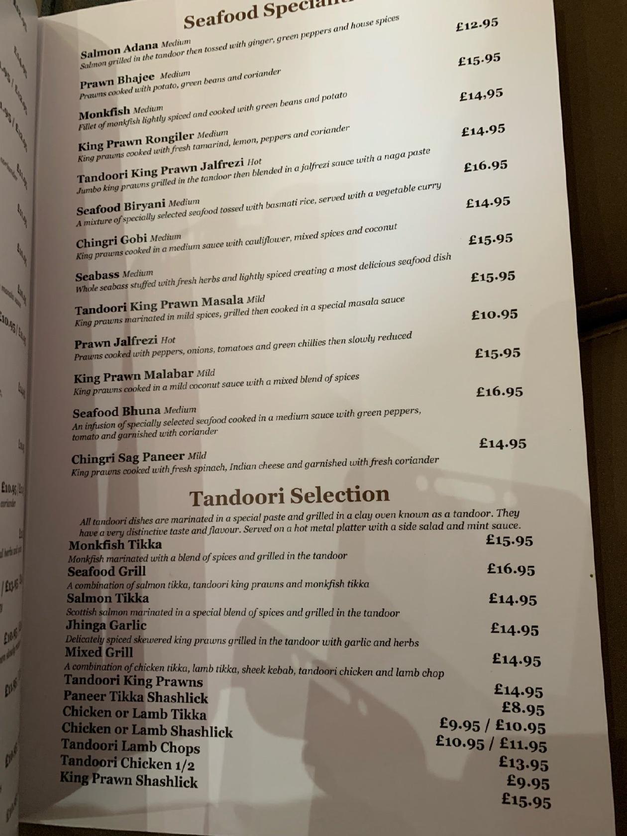 Menu at Maya restaurant, Sunninghill