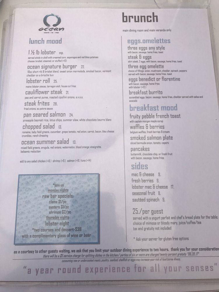 Menu at Ocean pub & bar, Bayville