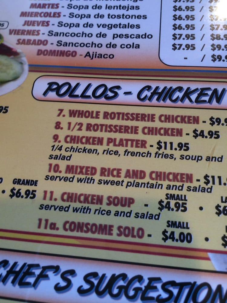 Carta del restaurante Pollos El Paisa, Westbury