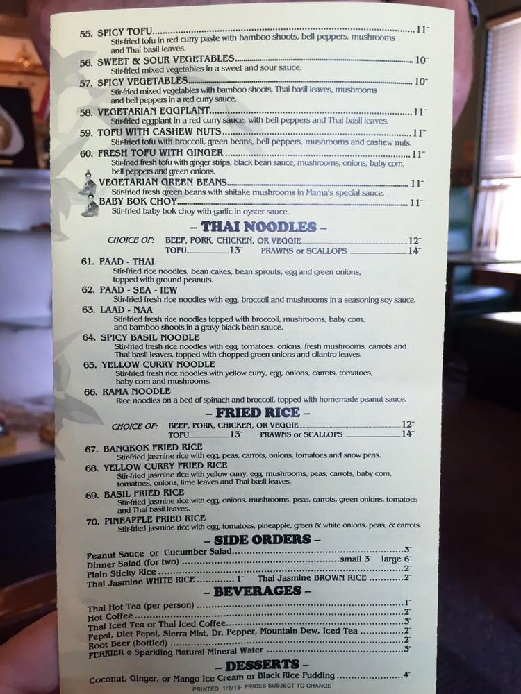 Menu at Sawadee Thai Cuisine restaurant, Sequim