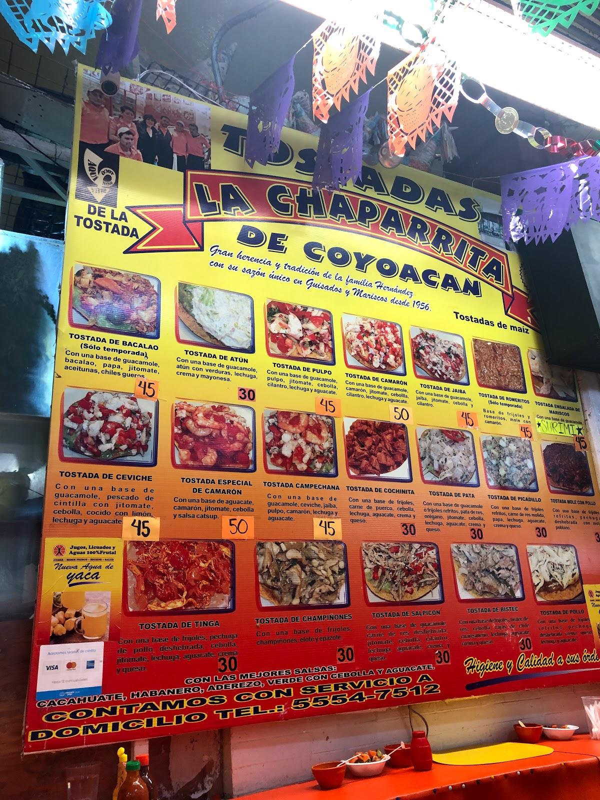 Carta del restaurante Tostadas Coyoacán "Las Originales", Ciudad del ...