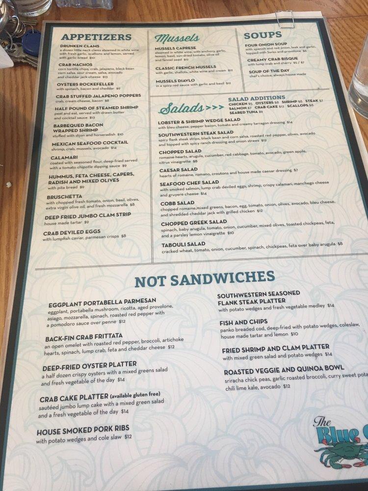 Menu at Blue Crab Grill restaurant, Newark
