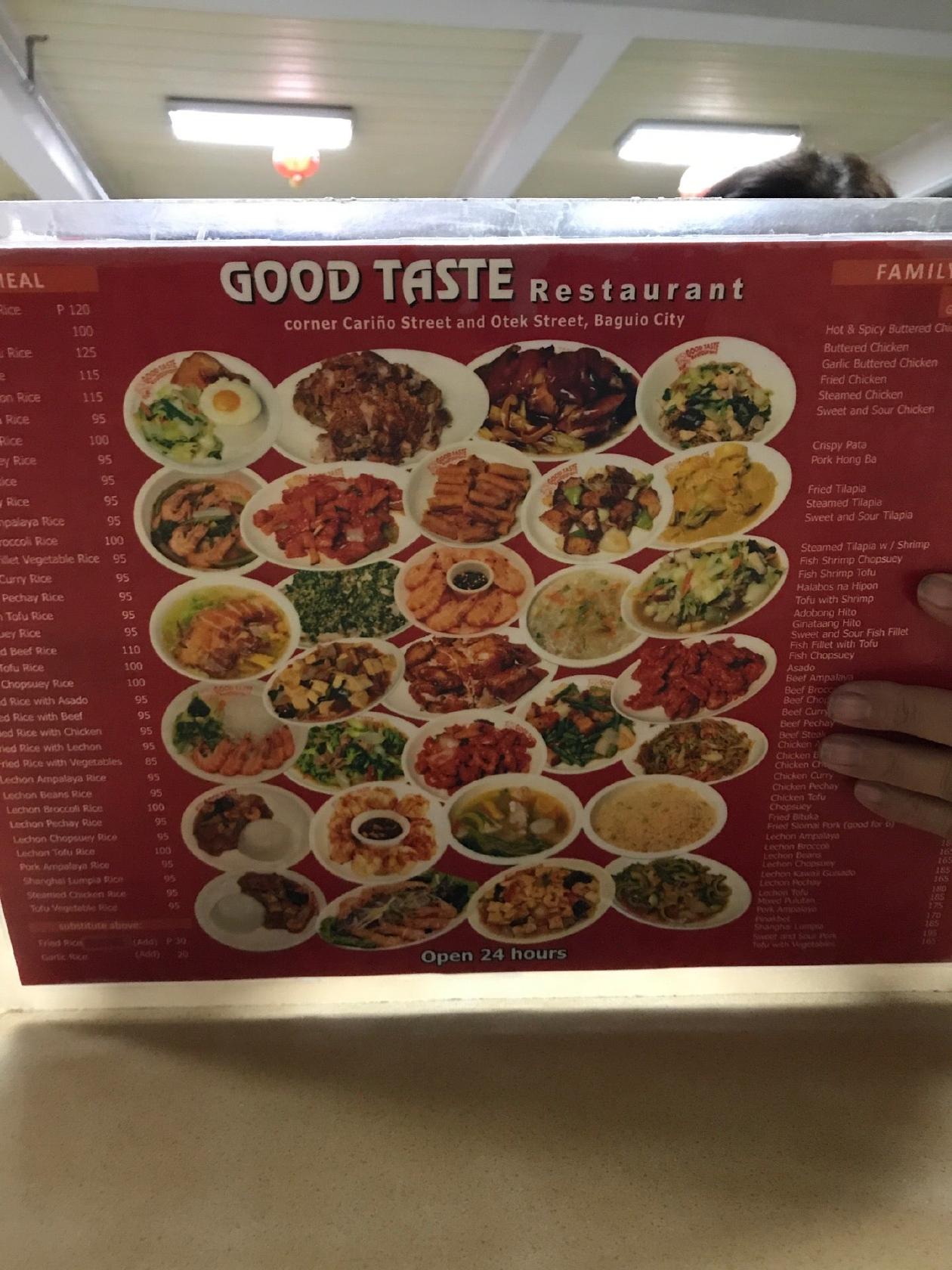 Menu at GOODTASTE RESTAURANT, Baguio, Otek St