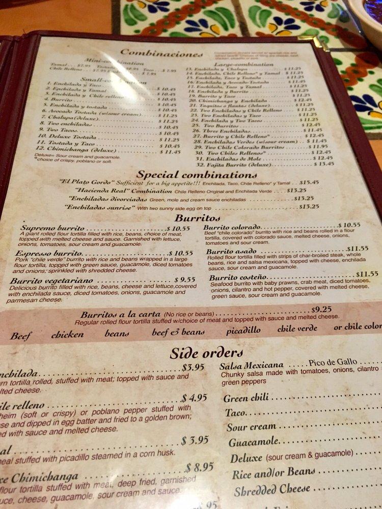 Menu at Hacienda Real Mexican Restaurant, Littleton, W Bowles Ave Unit I