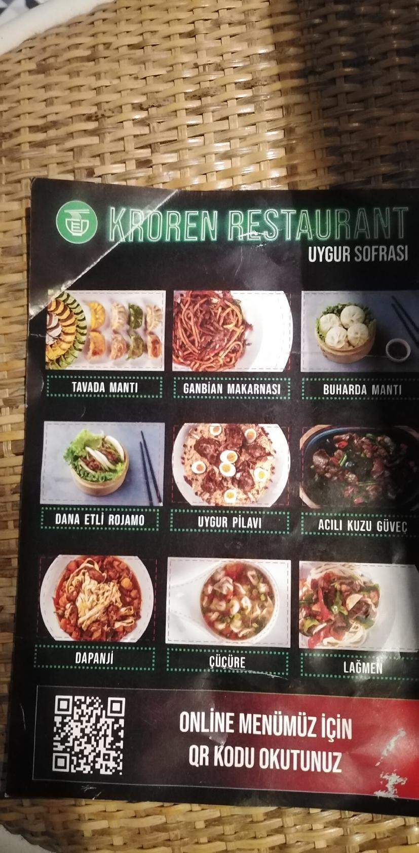 Menu at KROREN RESTORANT, Istanbul, a