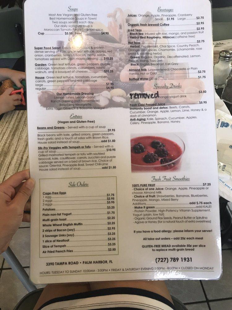 Menu at The Green Table restaurant, Palm Harbor