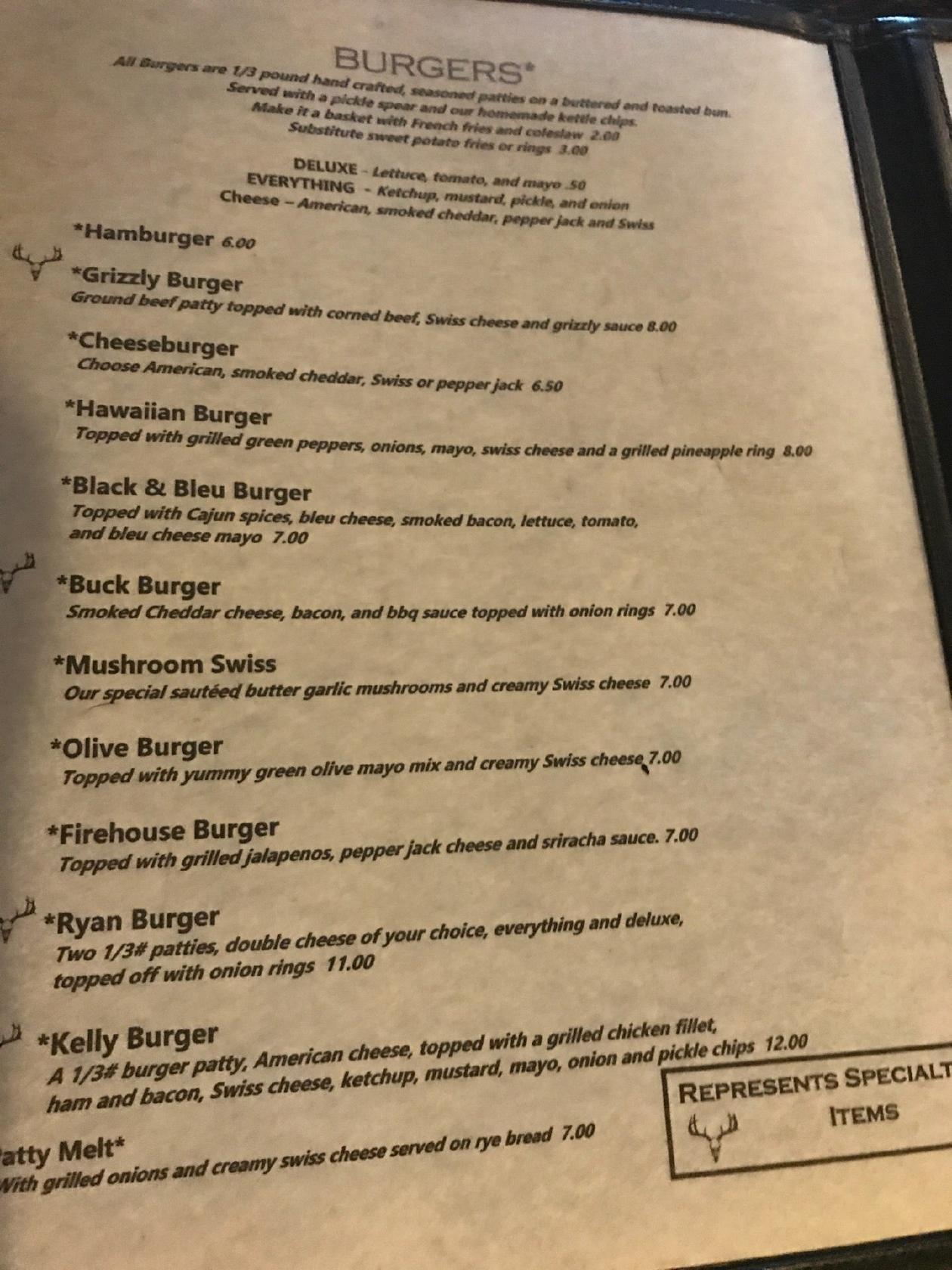 Menu at Bucksnort Bar, Mesick