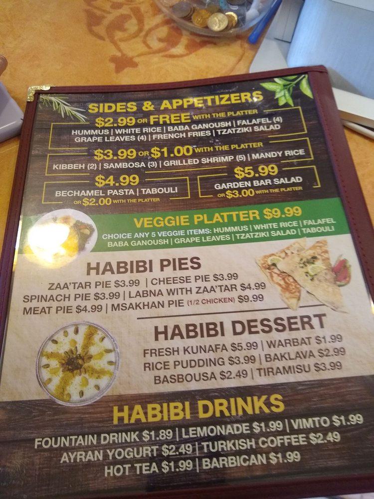 Menu at Habibi Grill & Bakery, Raleigh