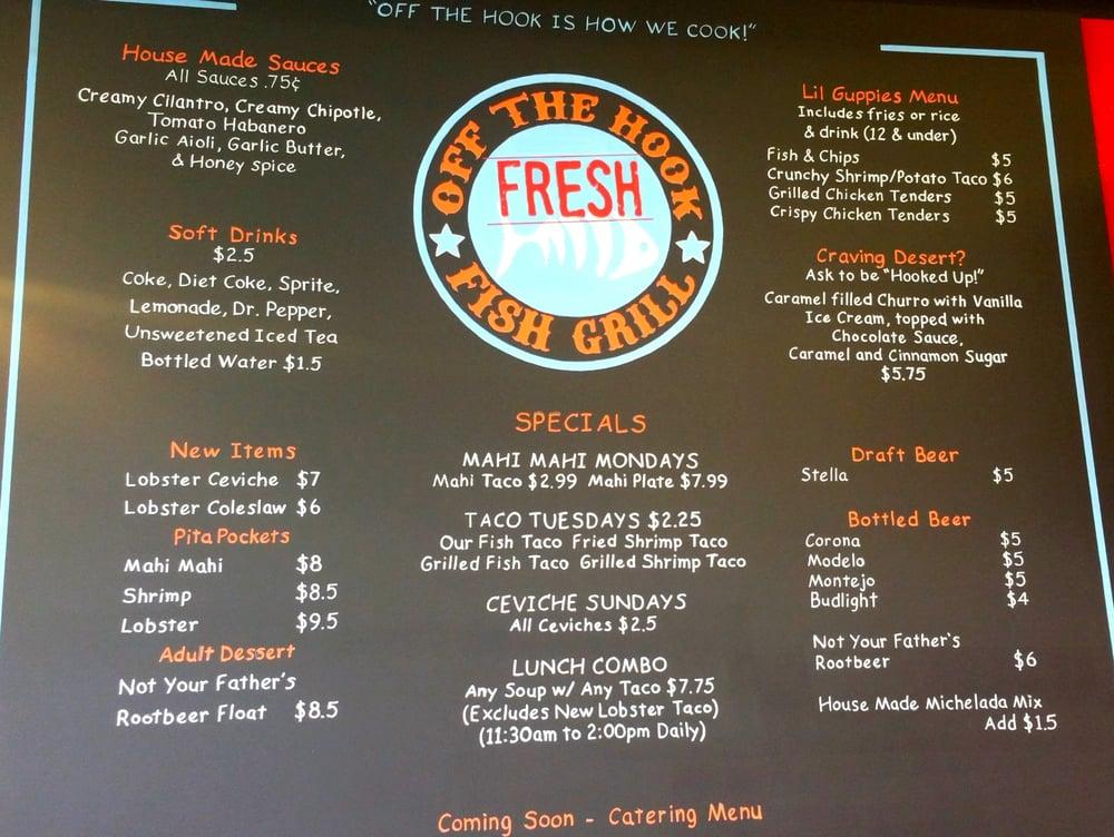 Menu at Off The Hook Fish Grill restaurant, Whittier, Hadley St # 107