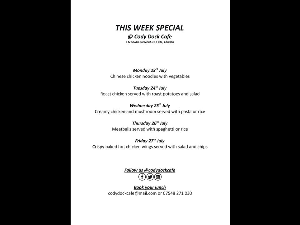 Menu at Riverside Café cafe, London, 11C South Cres