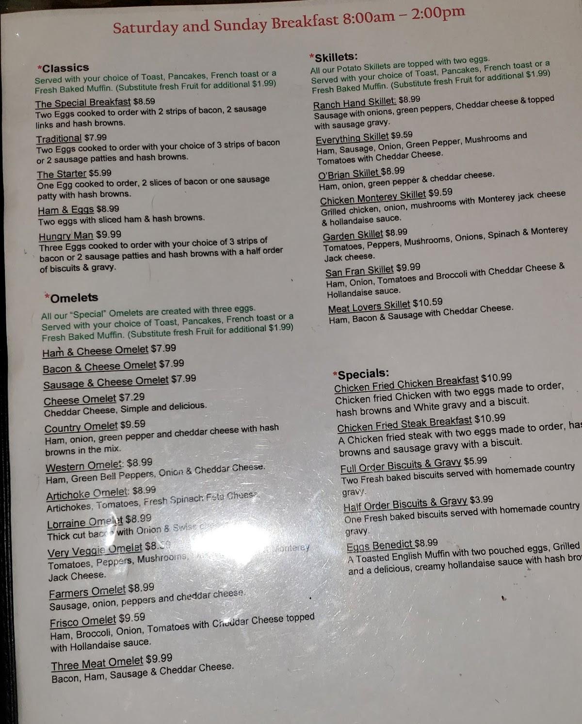 Menu at The Special Restaurant, Bellevue