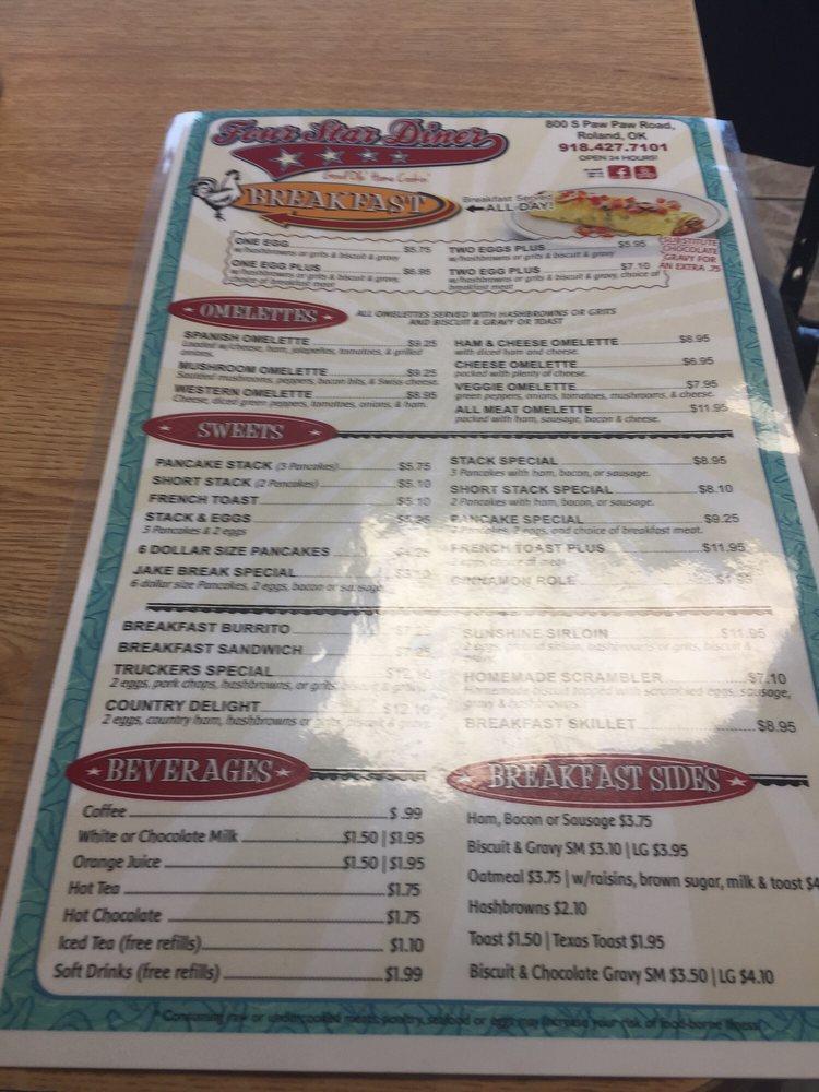 Menu at 4 Star Diner restaurant, Roland
