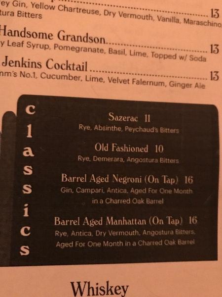 Menu at Elsa pub & bar, New York City, 136 Atlantic Ave