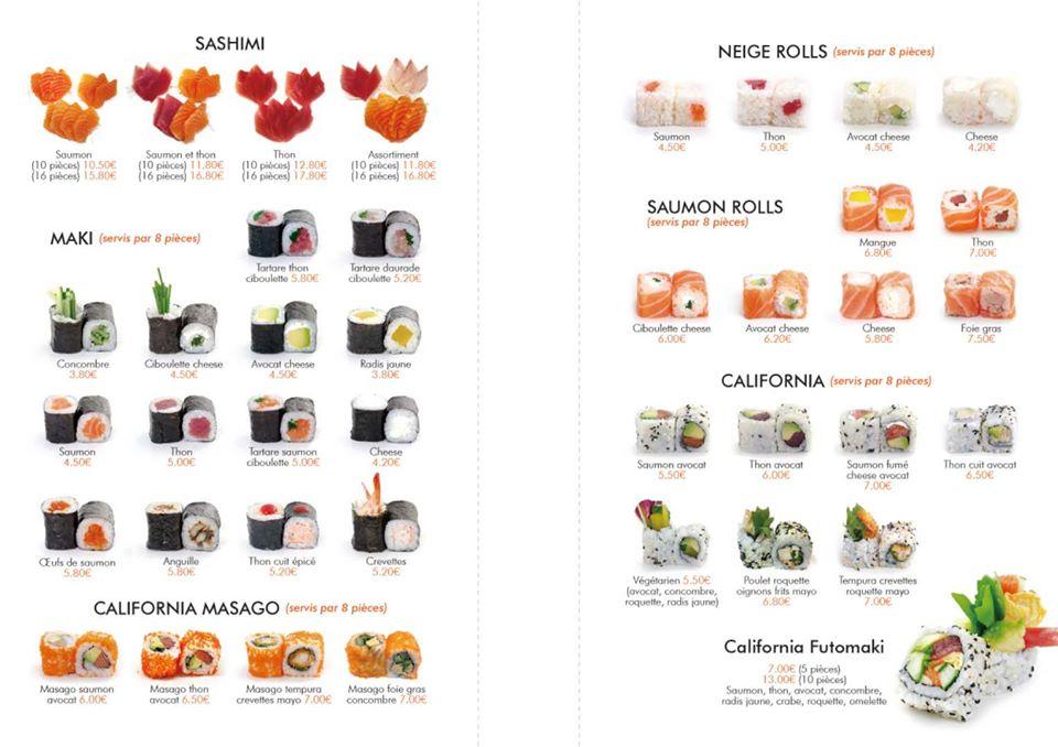 Menu au Maki King, Liège