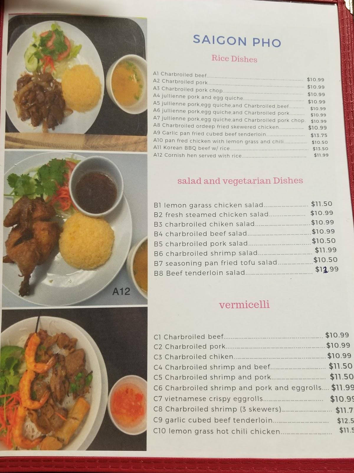 Menu at Saigon Pho Restaurant, Yuma
