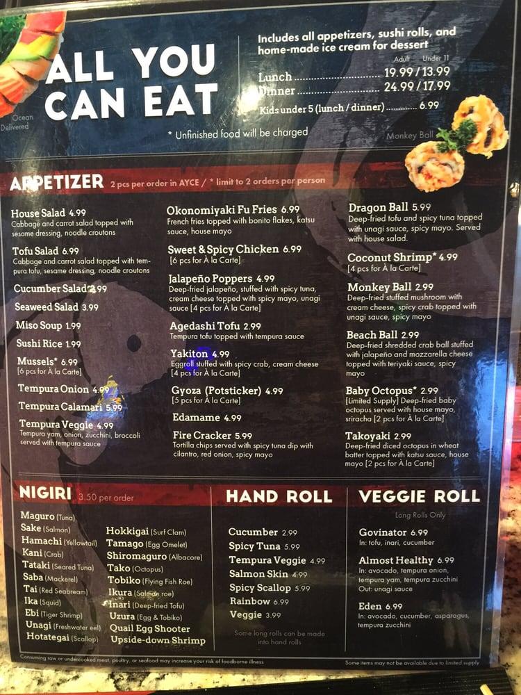 Menu at Sakana Sushi restaurant, Reno, Northtowne Ln # L