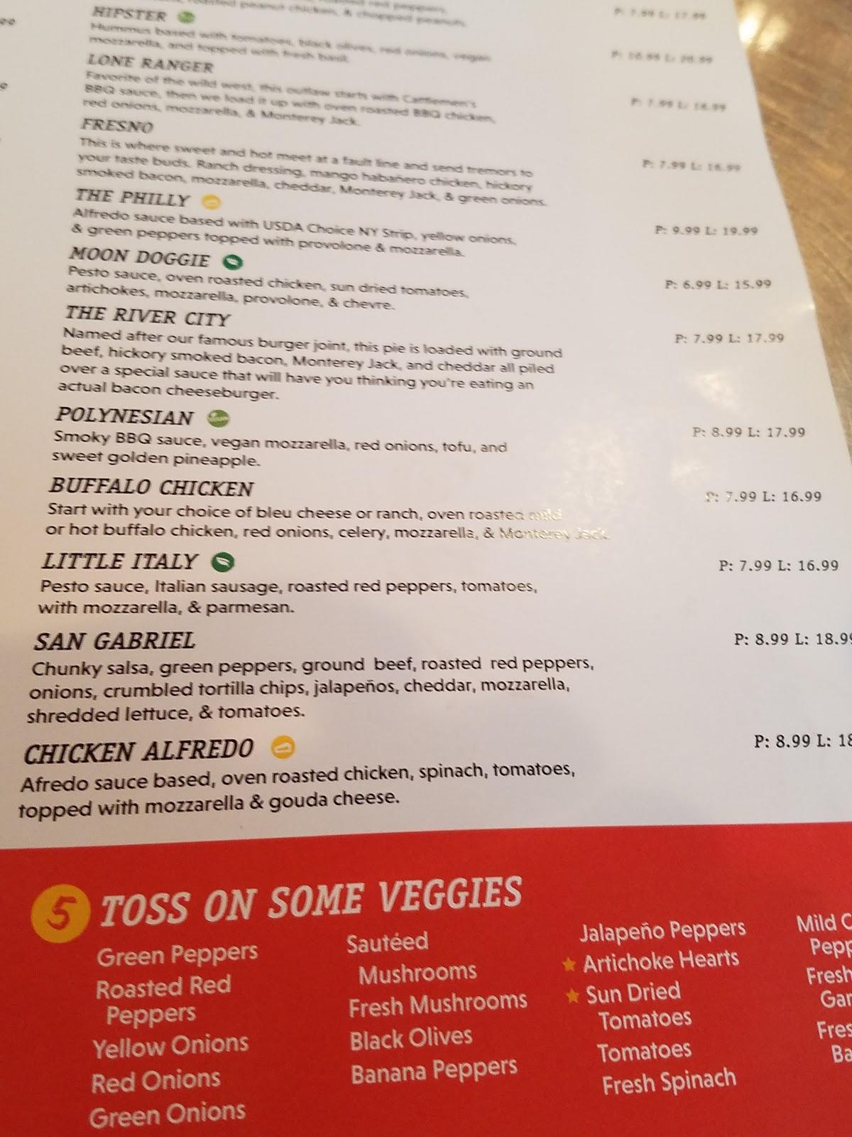 Menu at Ultimate California Pizza pizzeria, North Myrtle Beach, Hwy 17
