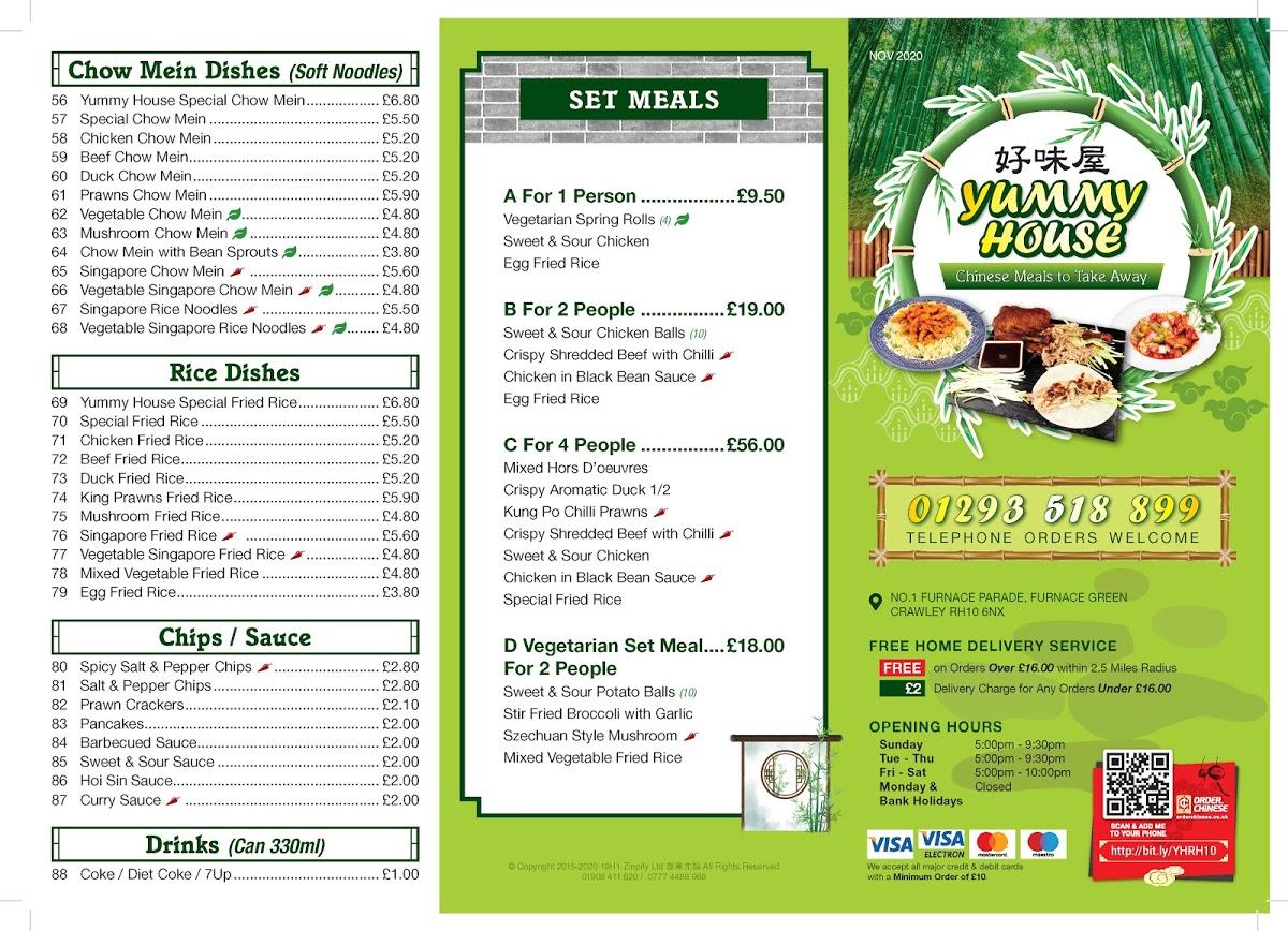 Menu at Yummy House fast food, Crawley