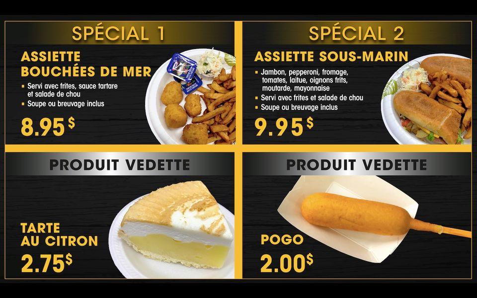 Menu au Cantine Fortier restaurant, Amqui