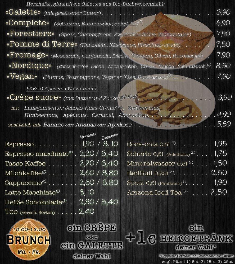 Menu at Crêperie Carré restaurant, Munich