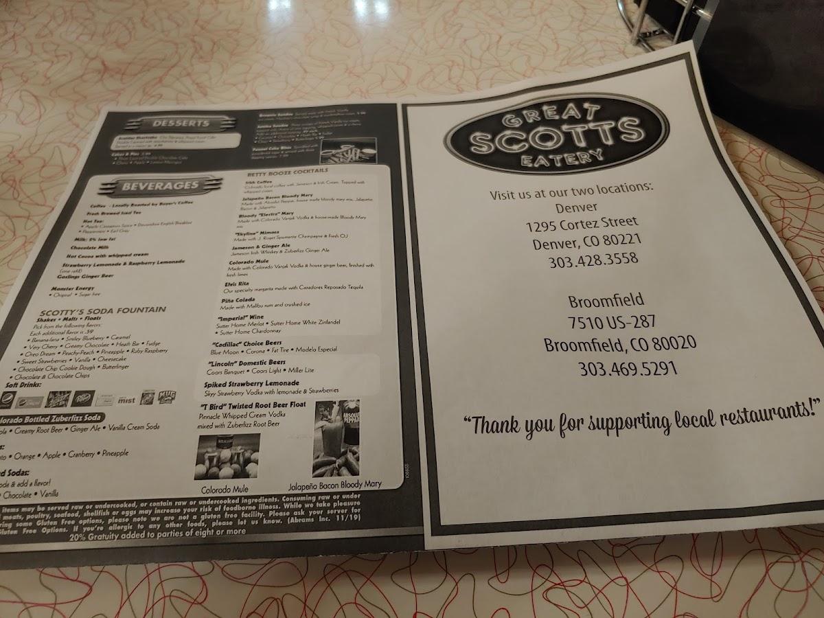 Menu at Great Scotts Eatery Broomfield restaurant, Broomfield, US-287