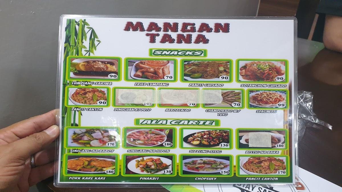 Menu at Mangan Tana restaurant, Mexico
