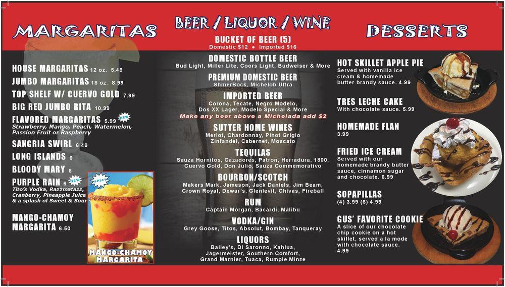 Menu at Masfajitas restaurant, Round Rock, Joe Dimaggio Blvd