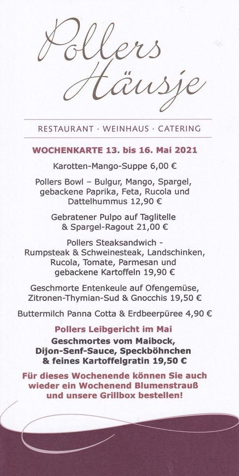 Menu at Pollers Häusje restaurant, Mainz