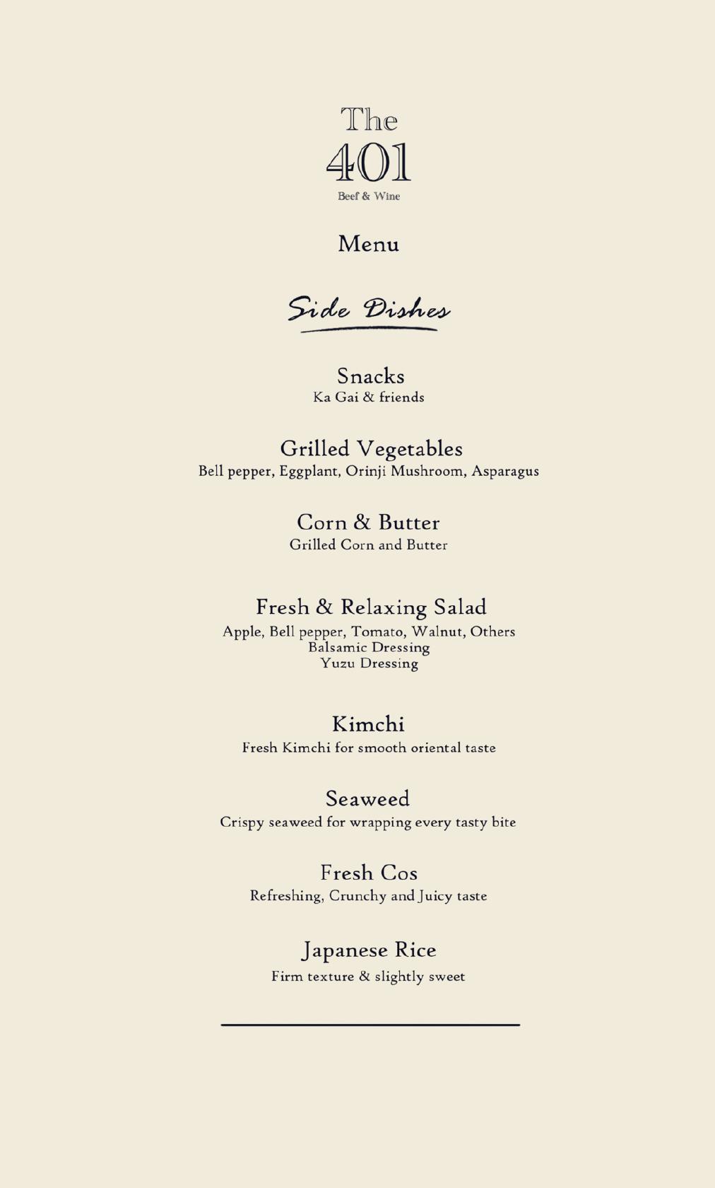 Menu at The 401 BKK restaurant, Nonthaburi