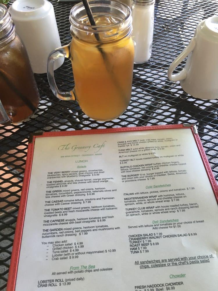 Menu at The Greenery Cafe, Ogunquit