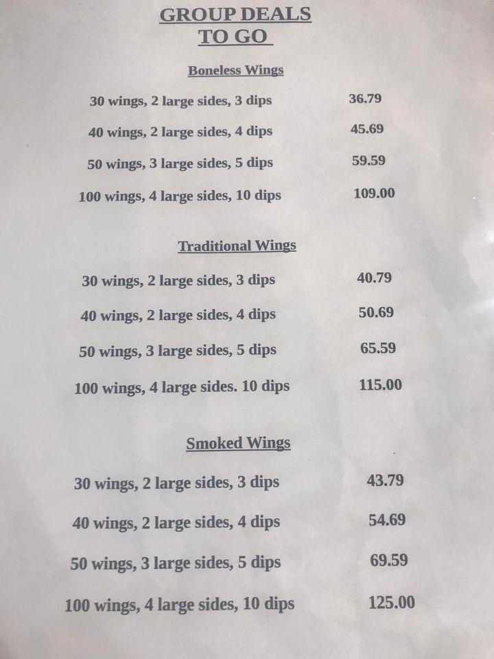 Menu at Topher's Wings BBQ, Rainsville