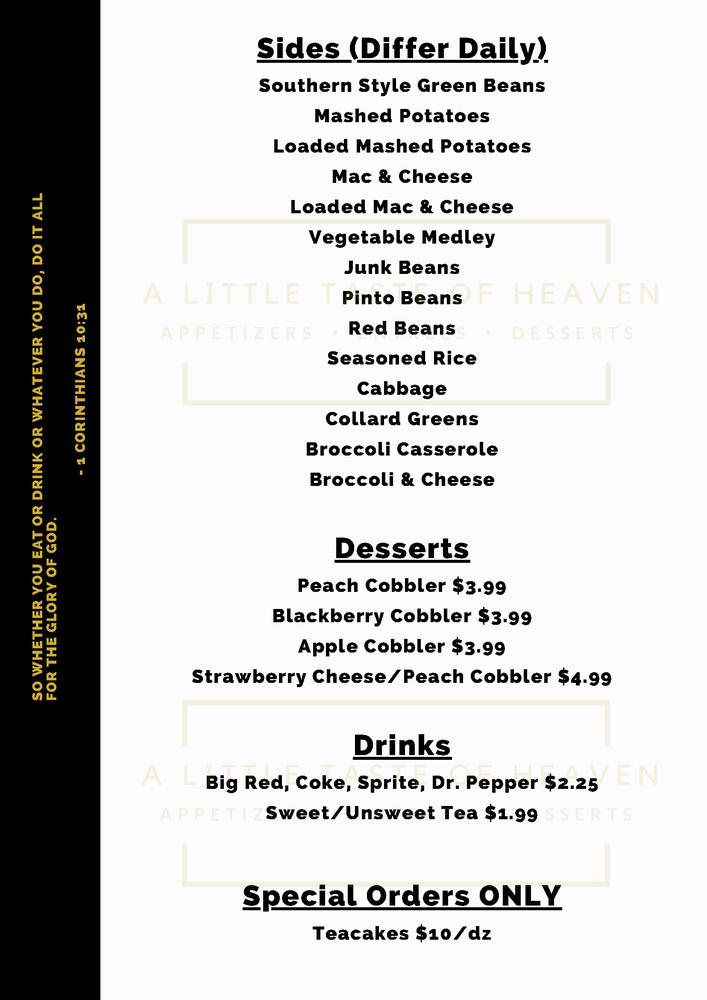 Menu at A Little Taste of Heaven desserts, Hillsboro