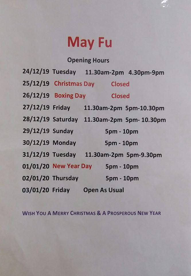 Menu at May Fu fast food, Hemel Hempstead