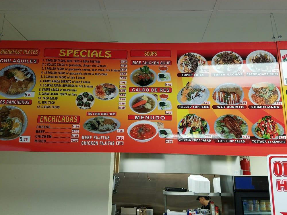 Menu at Mi Molcasalsa Taco Shop restaurant, Hitchcock