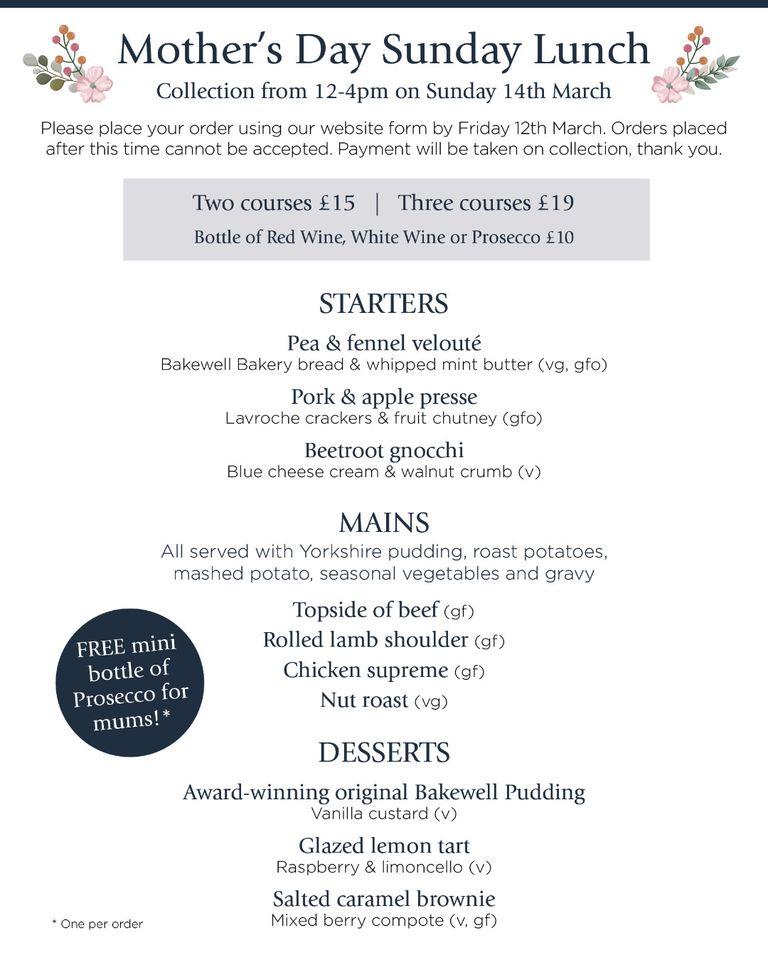 Carta del pub y bar The Robin Hood Inn, Baslow and Bubnell
