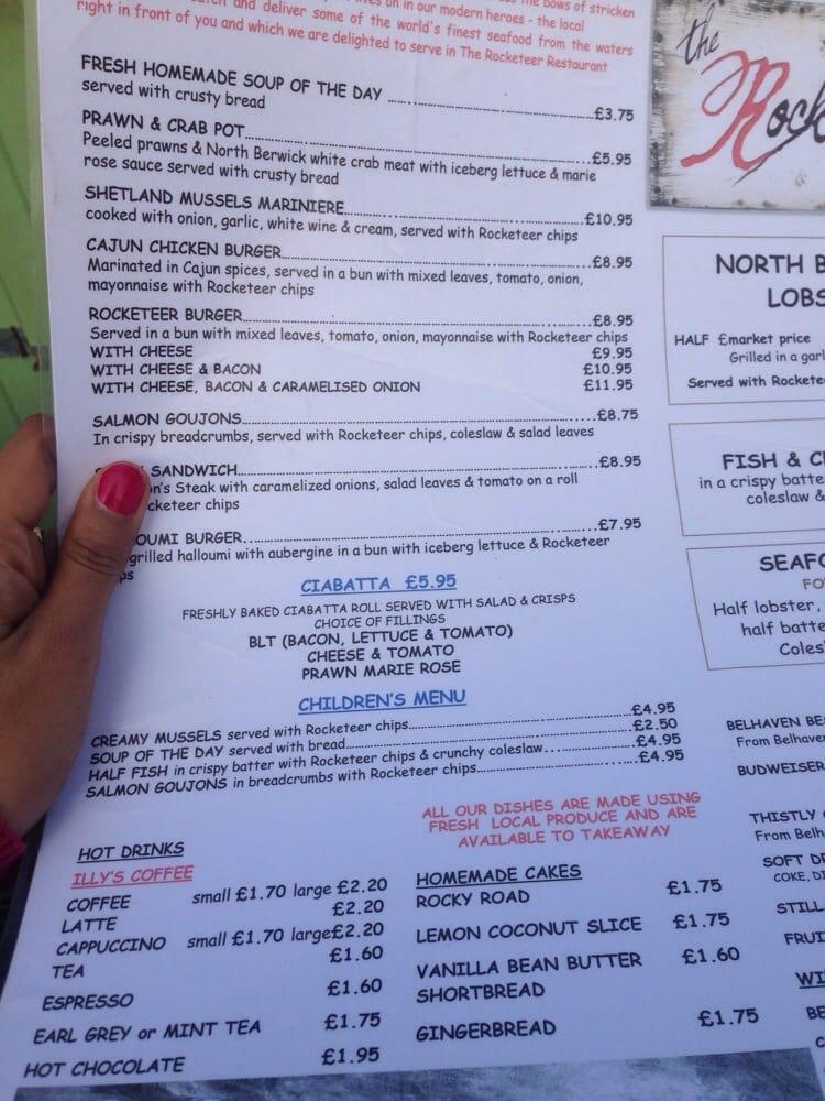 Menu at The Rocketeer Restaurant, North Berwick, 26 Victoria Rd