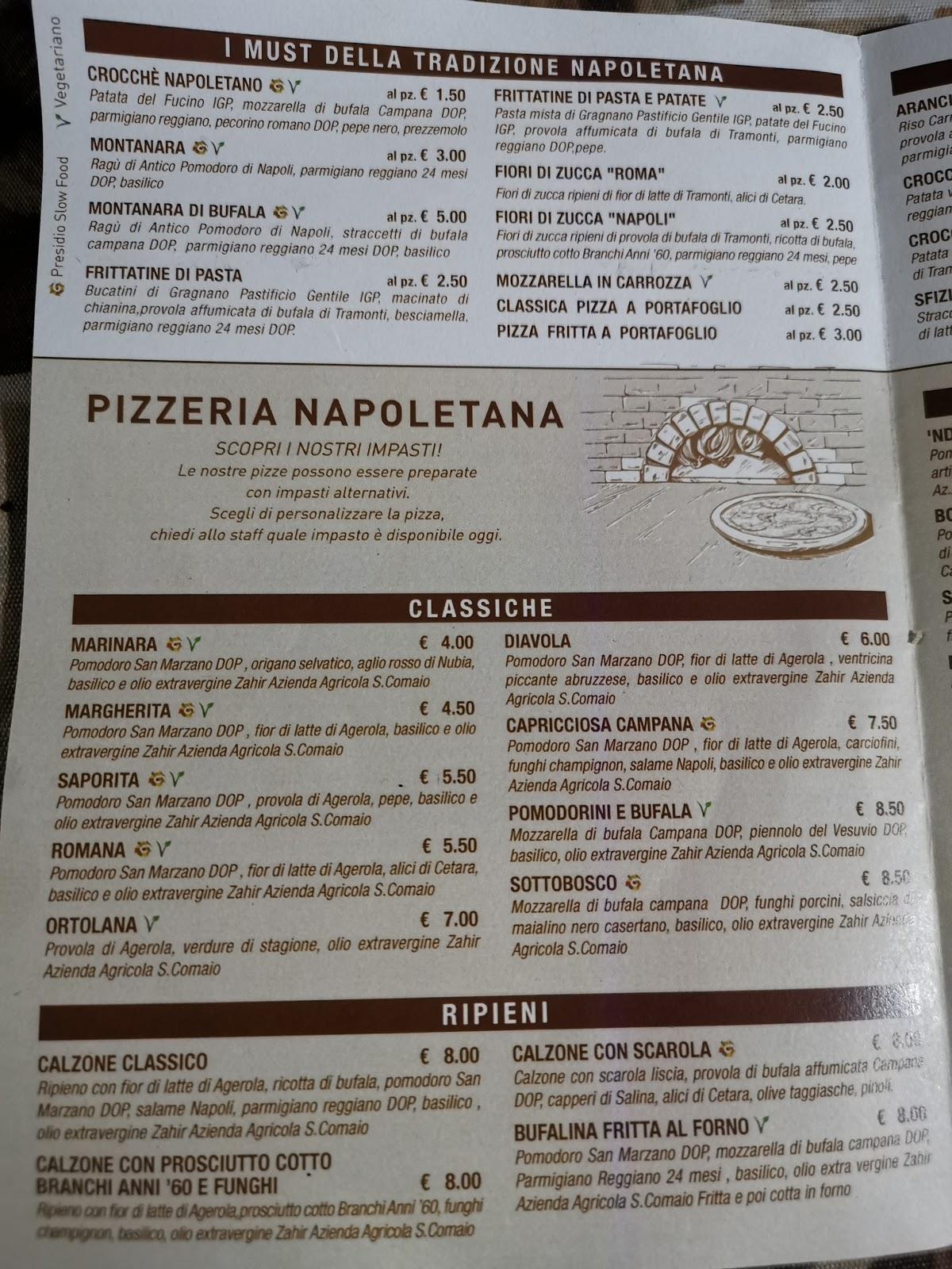 Speisekarte von 450 gradi restaurant, ROM