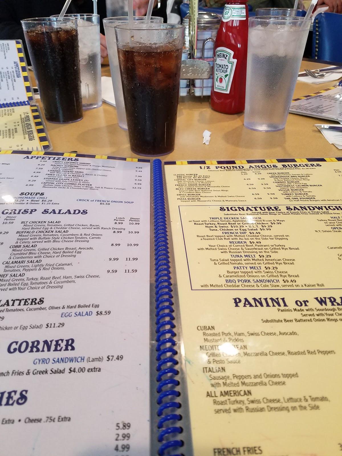 Menu at Capital City Diner restaurant, Albany, Western Ave