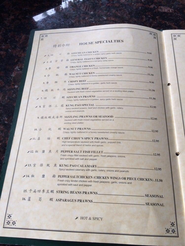 Menu at Chef Choy Chinese food restaurant, Pleasant Hill